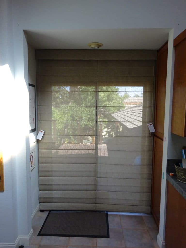 Solar Screen Shades in Roman Shade Style for Reno Homeowner