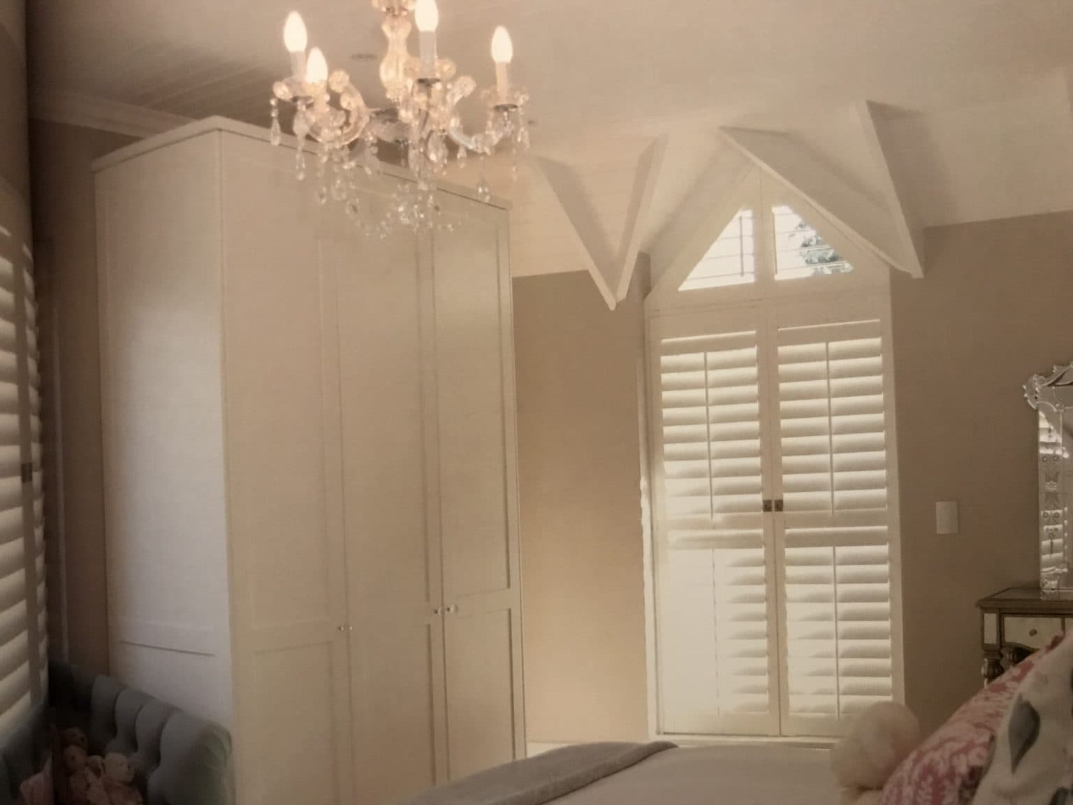 Lowest Cost Option for Angle Top Windows- Angled Shutters