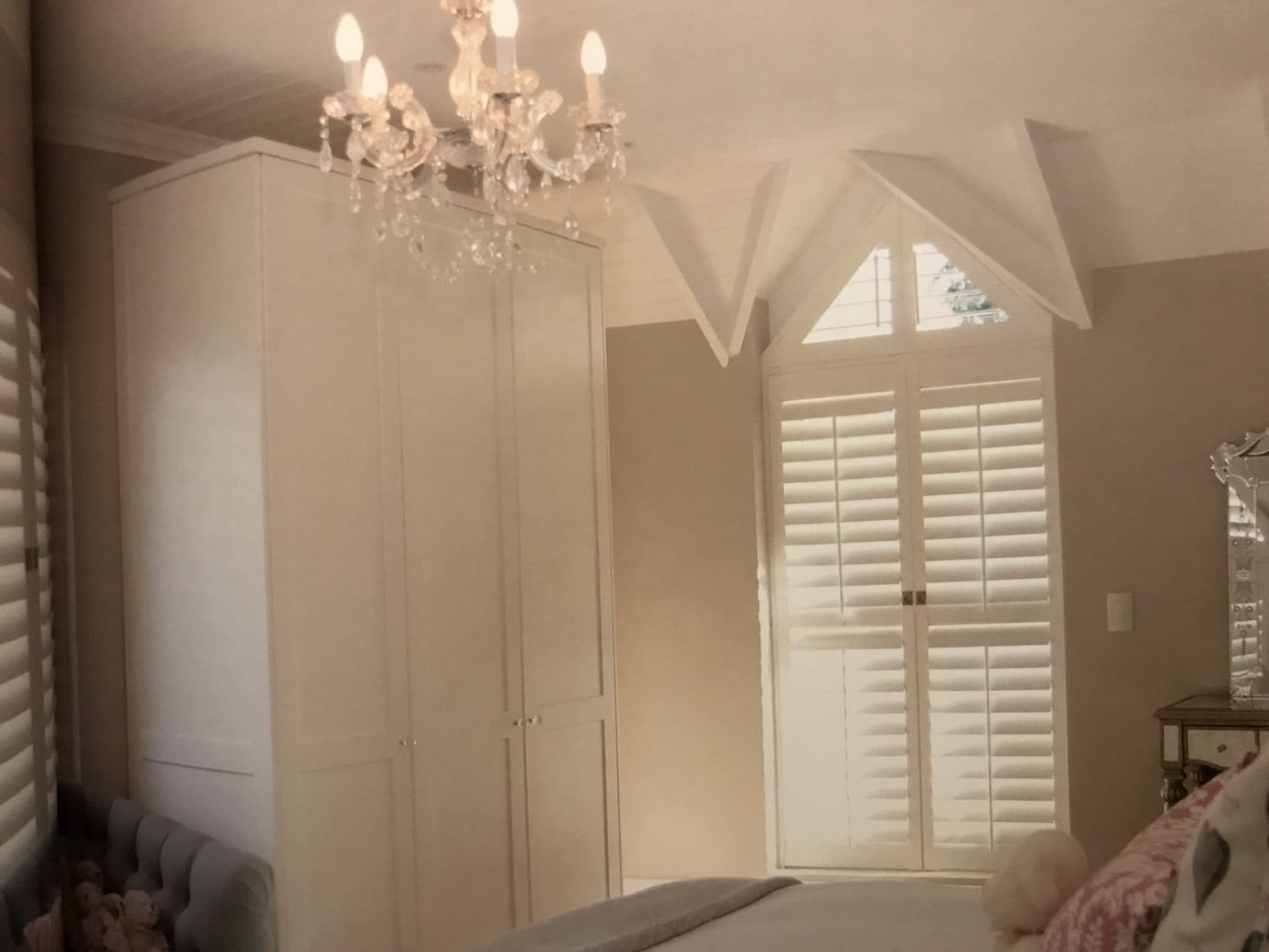 Lowest Cost Option for Angle Top Windows- Angled Shutters